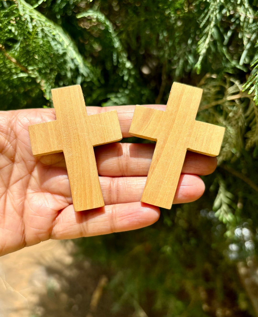 2 Pc Wood CROSS Pendant, Jesus Christ, Wooden Locket Handmade, 6 Cm ...