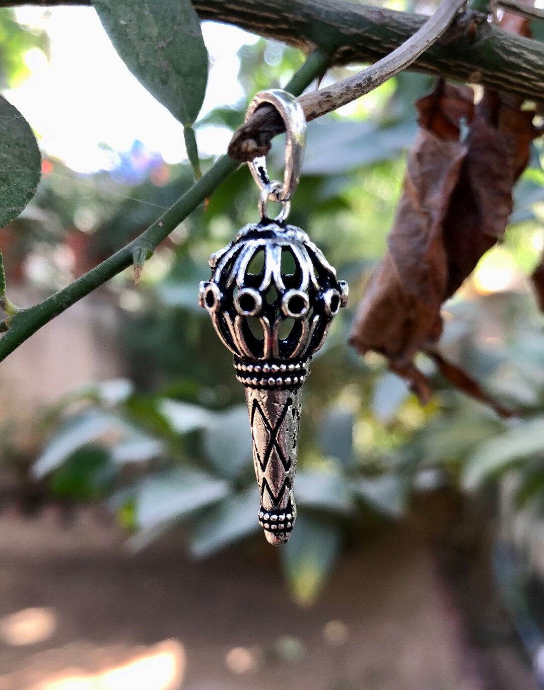 Artisan Crafted 925 Sterling Silver Lord Hanuman Gada Mace Pendant ...