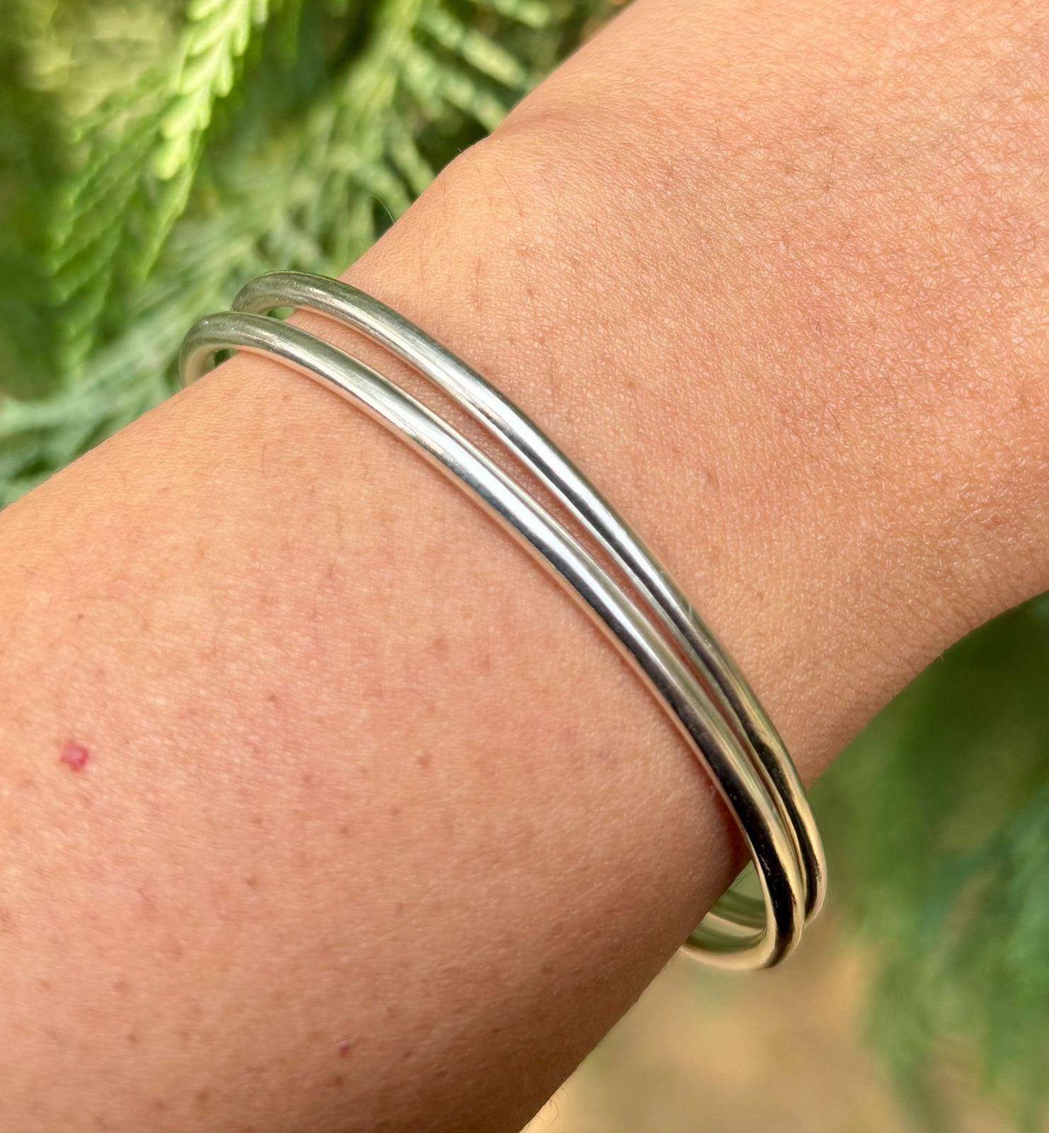 Set of 2 Pc 999 Pure Silver Bangles, Women Bracelet Bangle, Healing ...