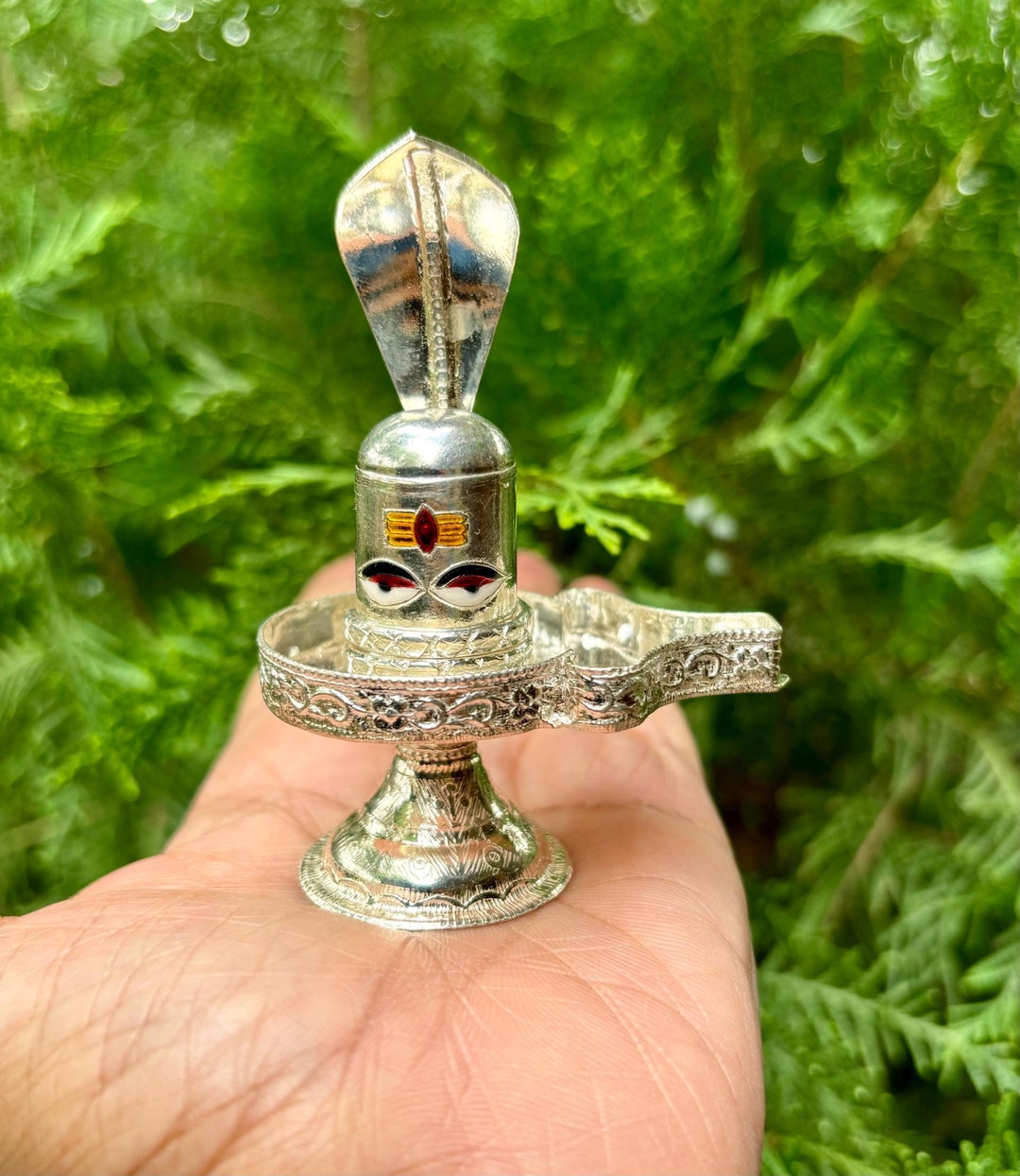 999 Pure Silver Shivling Shiva Lingam, Naag Snake, Shiv Puja Jaldhari ...