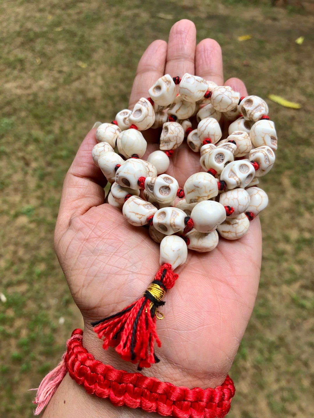 Goddess KALI Nar Mund Mala ROSARY Carved Skull 54+1 Prayer Beads, 12mm ...