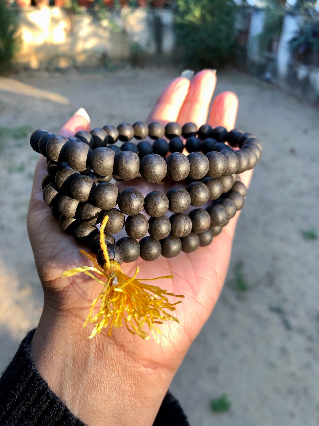 Original Ebony Wood 108+1 Beads 9-10 Mm, Natural Karungali Malai Mala ...