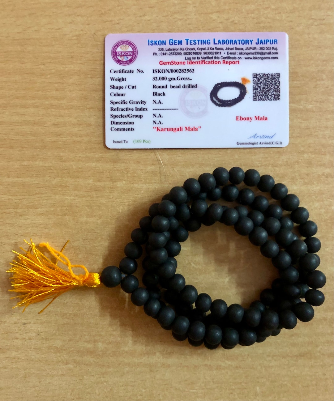 Lab Certified Original Ebony Wood 108+1 Beads 8 Mm, Natural Karungali Malai Mala ROSARY, Indian ...