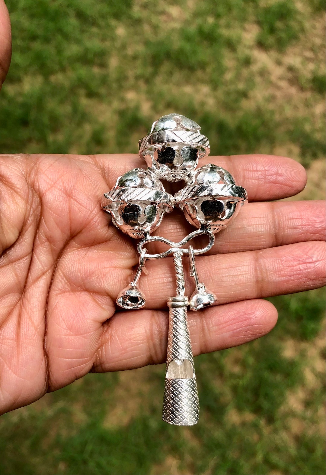 925 Silver Hindu Religious Kanha Jis Laddu Gopals Jhunjhuna Baby Rattle ...
