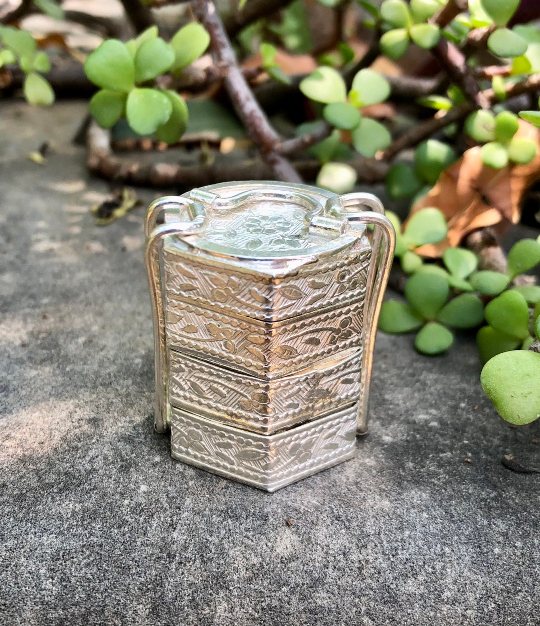 999 Silver Handmade Lord Krishna LADDU GOPAL Tiffin Lunch Box for Bhog ...