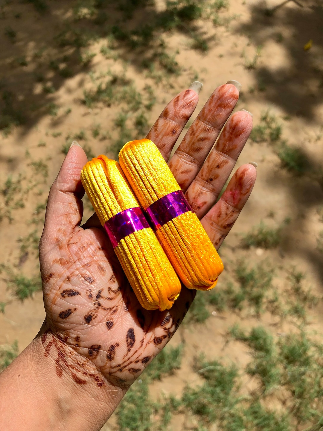 2 Pc Yellow Color Silk MOLI MAULI KALAWA Raksha Sutra Sacred Thread for ...