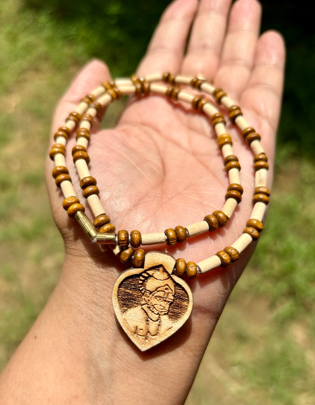 18" Single Line Carved HANUMAN Pendant, Shri Ram Mala, Kanthi Mala ...