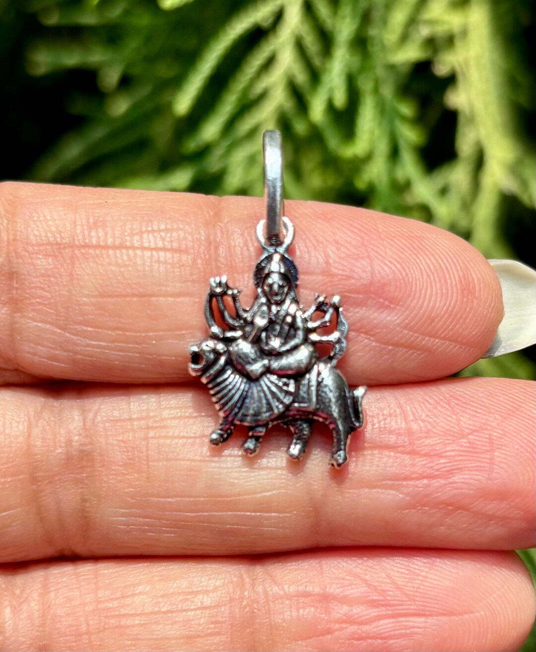 925 Sterling Silver Devi DURGA With Lion Pendant Jewelry, Handmade ...