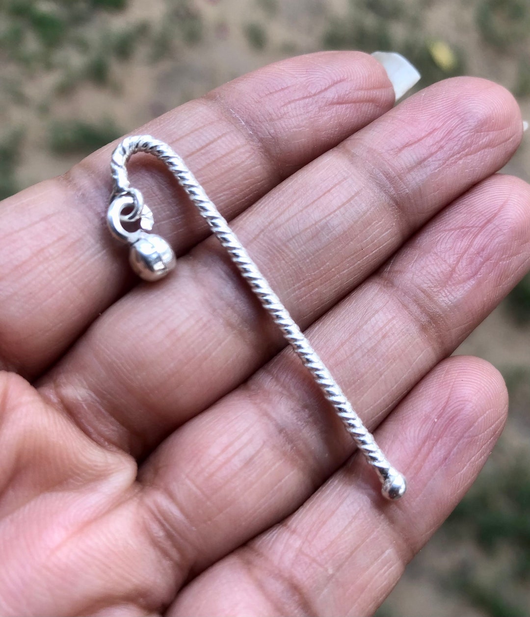 999 Silver Hindu Religious Krishna Stick, Staff, Chadi, 5 Cm 1.9 Gm ...