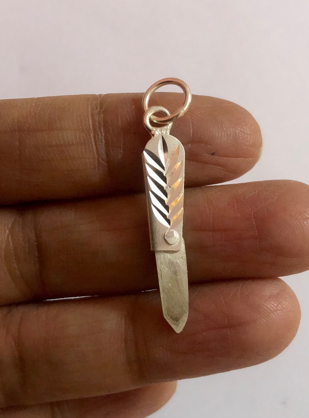 Artisan Crafted Pure Silver Chaku Knife Nazar Locket Pendant, Evil Eye ...