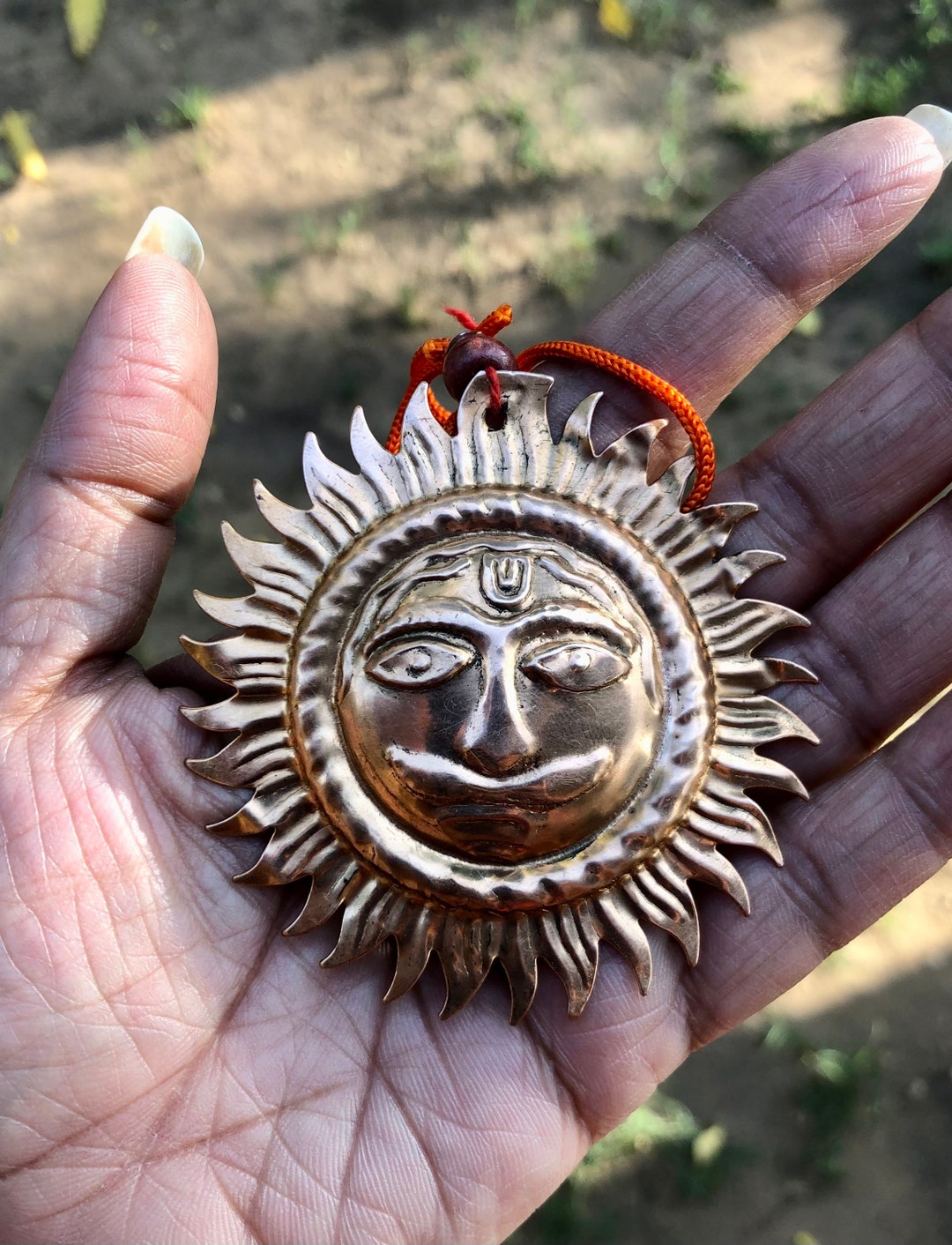 2.8 Inch Pure Copper Hindu Religious Sun God Face Wall Hanging, Door ...