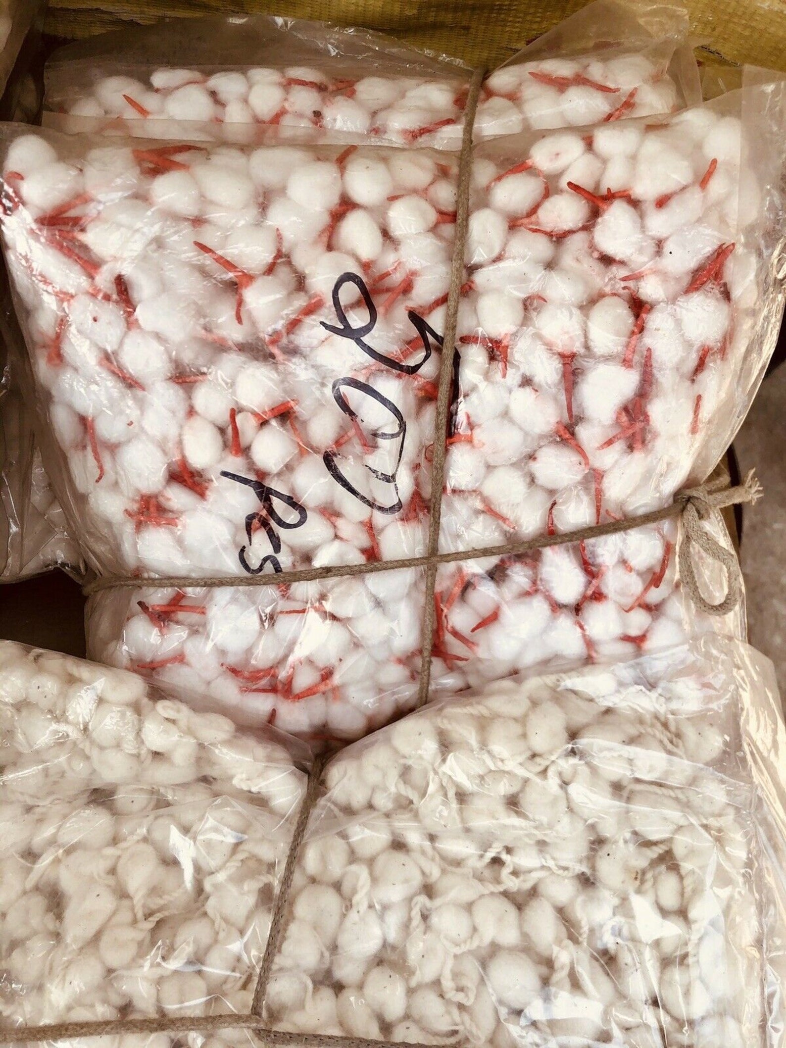 500 Pc COTTON WICKS Rui Batti Phool Baati Pooja Diya Batti Big Size ...