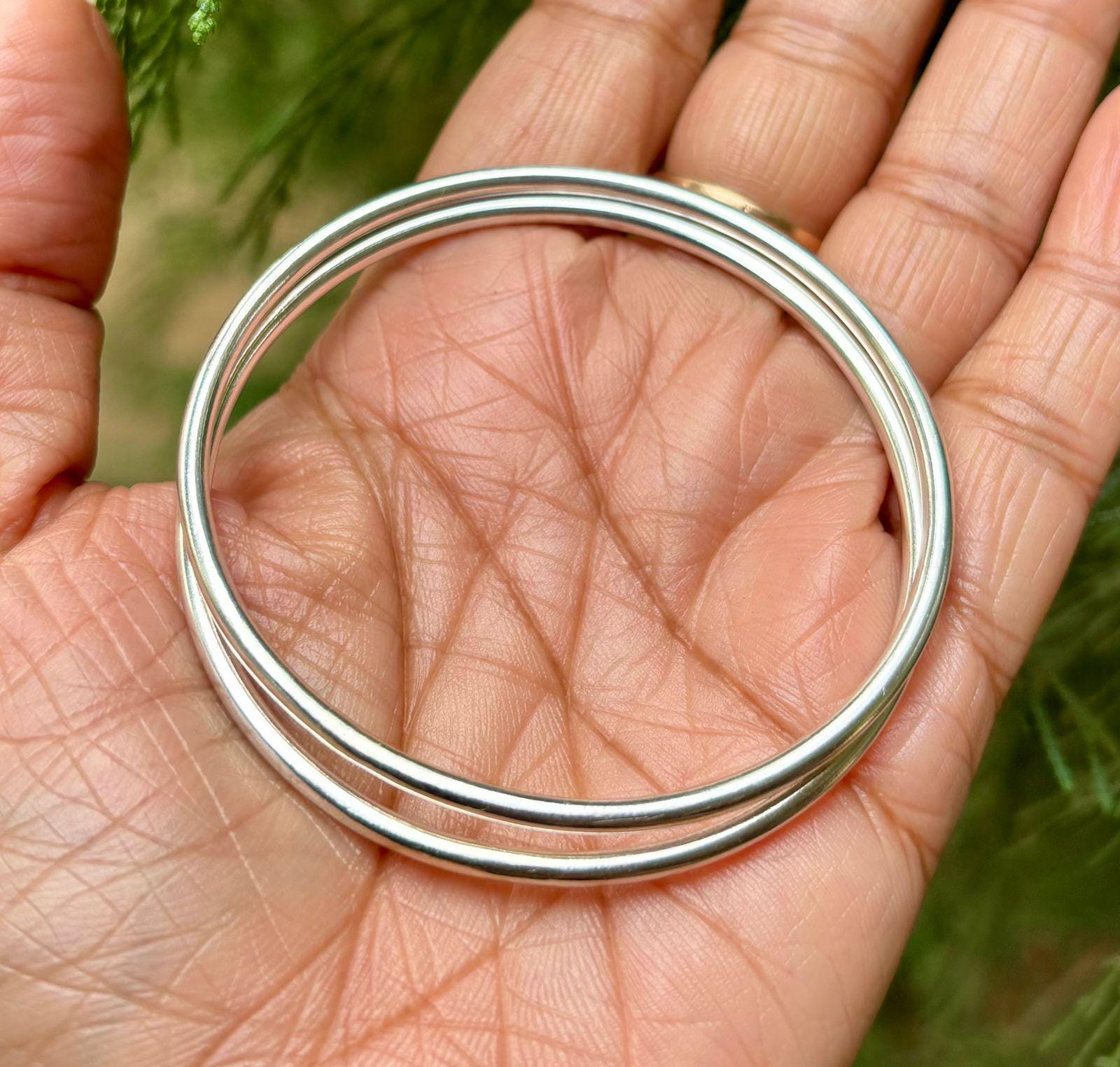 Set of 2 Pc 999 Pure Silver Bangles, Women Bracelet Bangle, Healing ...