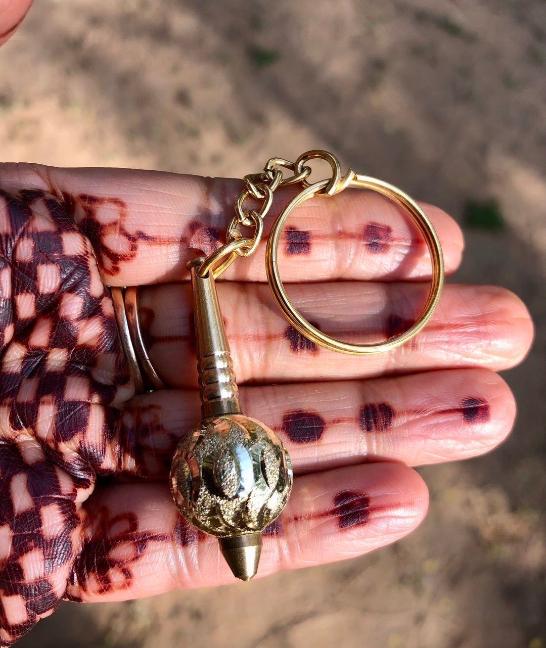 Artisan Crafted Hanuman GADA/ MACE Brass Key Ring, Key Chain, 3.5 Inch ...