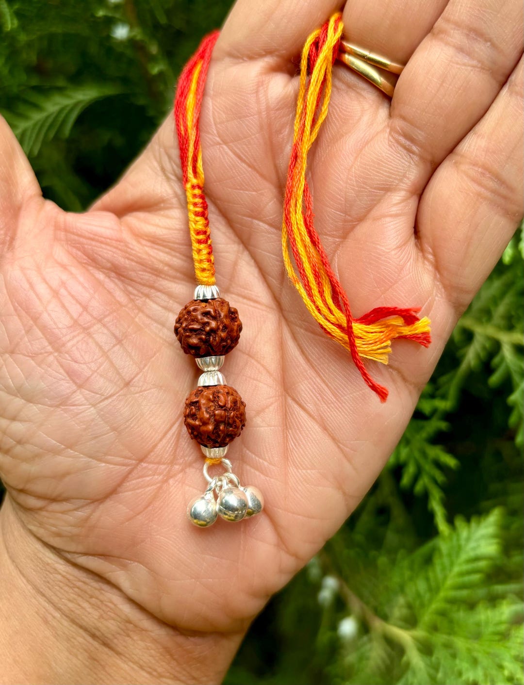 925 Sterling Silver MAULI KALAWA Rakhi Bracelet With Rudraksha Hindu ...