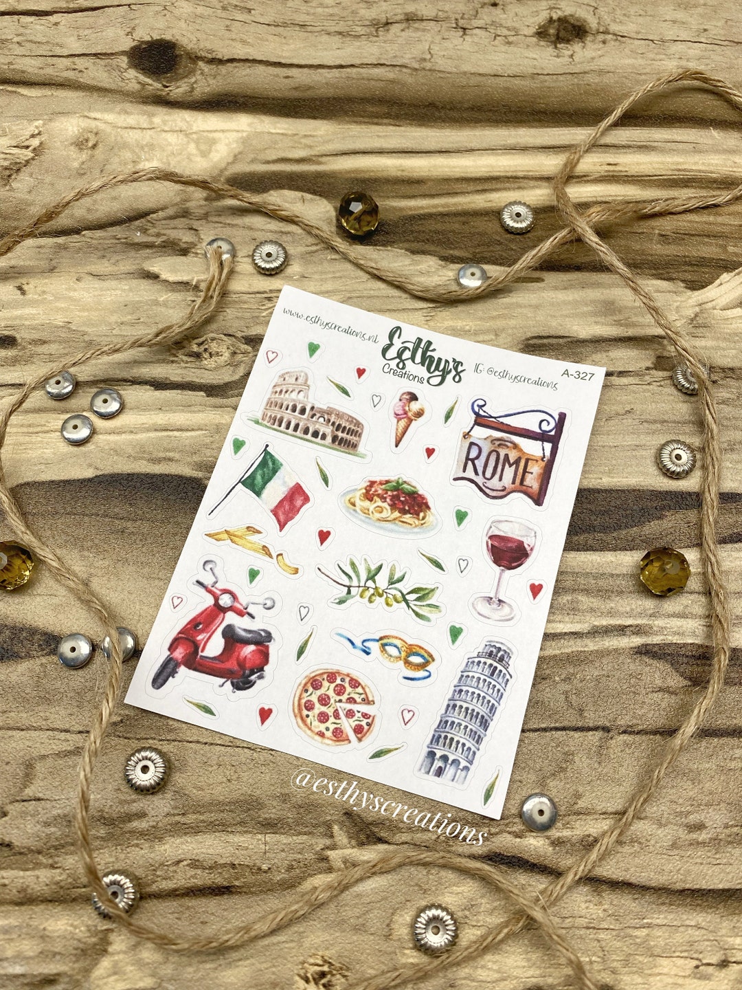 Italy Stickers, Rome, Venice, Tower of Pisa, Vespa, Pizza, Pasta, Mask ...