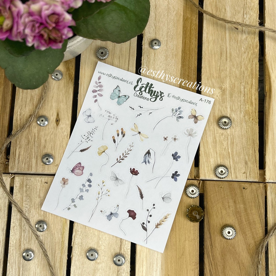 Pastel Wildflower Stickers, Butterfly Stickers, Floral Stickers, Spring ...