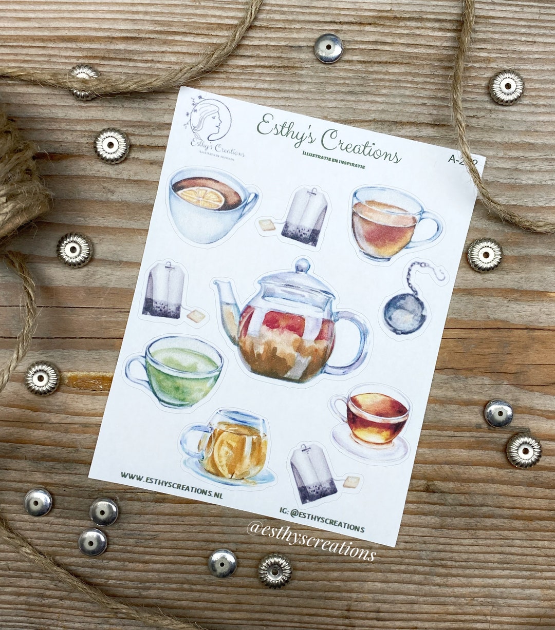 Tea Sticker Pack, Bullet Journal Stickers, Planner Stickers, Scrapbook ...