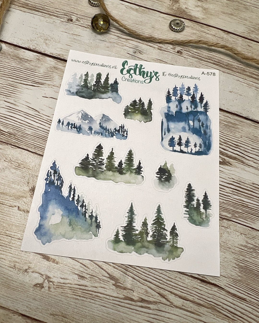 Forest Landscape Stickers, Watercolor Landscape, Journal Stickers ...