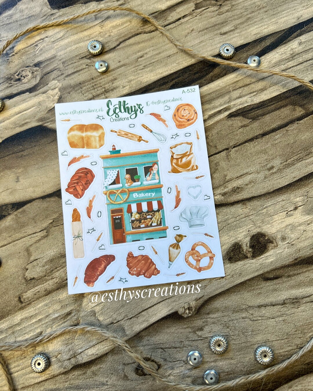 Bakery Boutique Stickers, Bread, Braided Bread, Baguette, Croissant ...