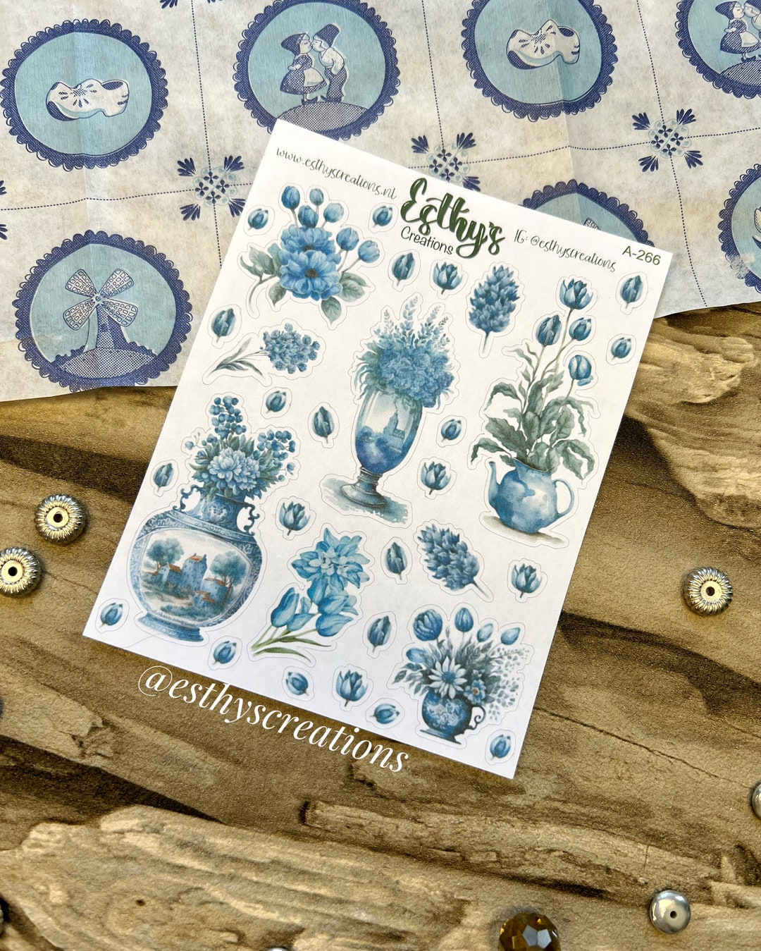 Delft Blue Vases and Flowers Stickers Flowers Netherlands - Etsy