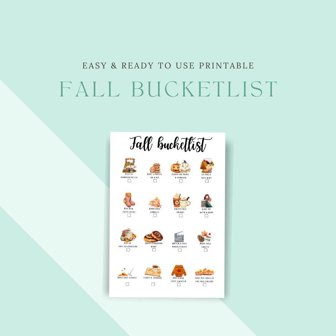 Fall Bucket List Printable, Printable Bucket List, Autumn Bucket List ...