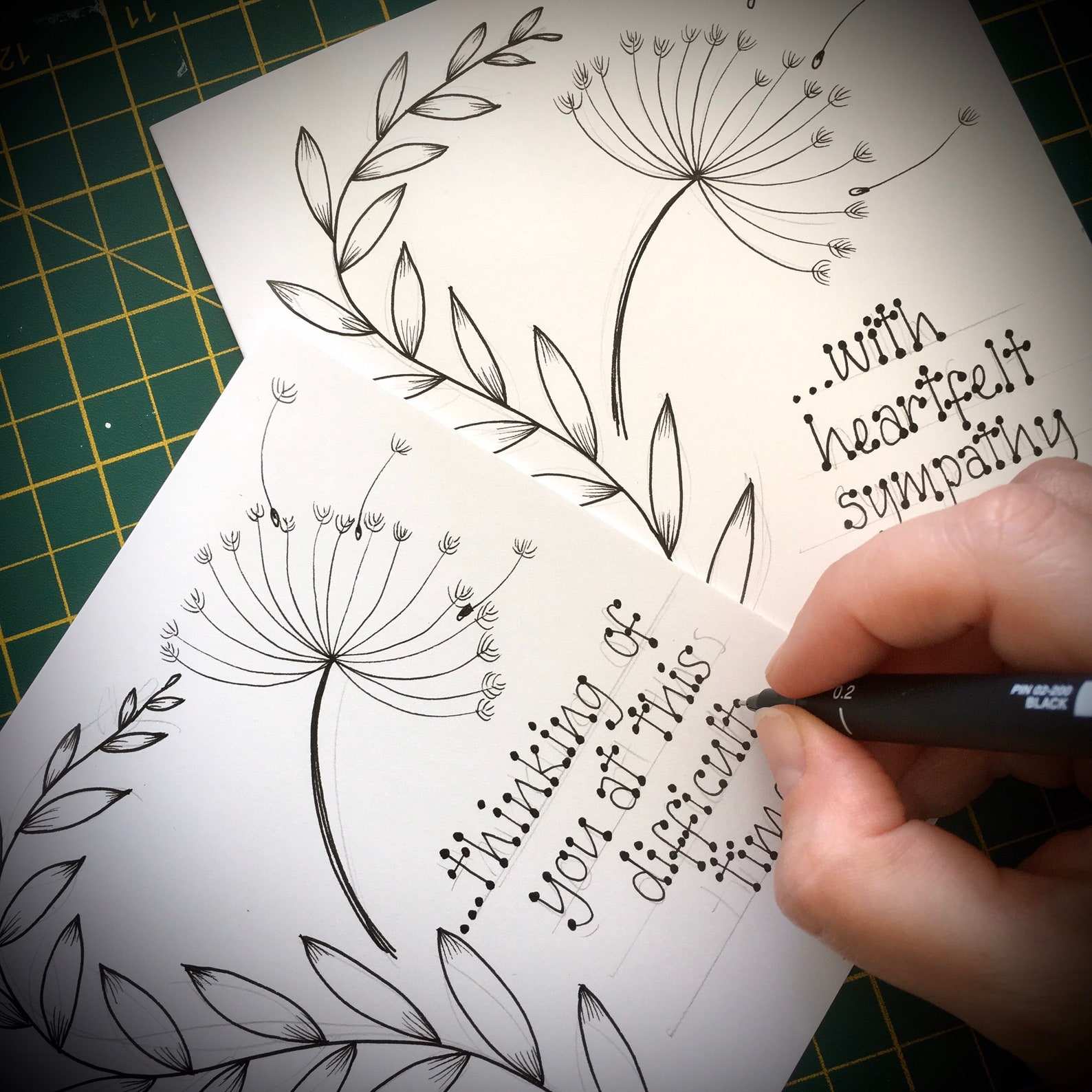 Sympathy Card Handmade Hand Drawn Bespoke Floral | Etsy