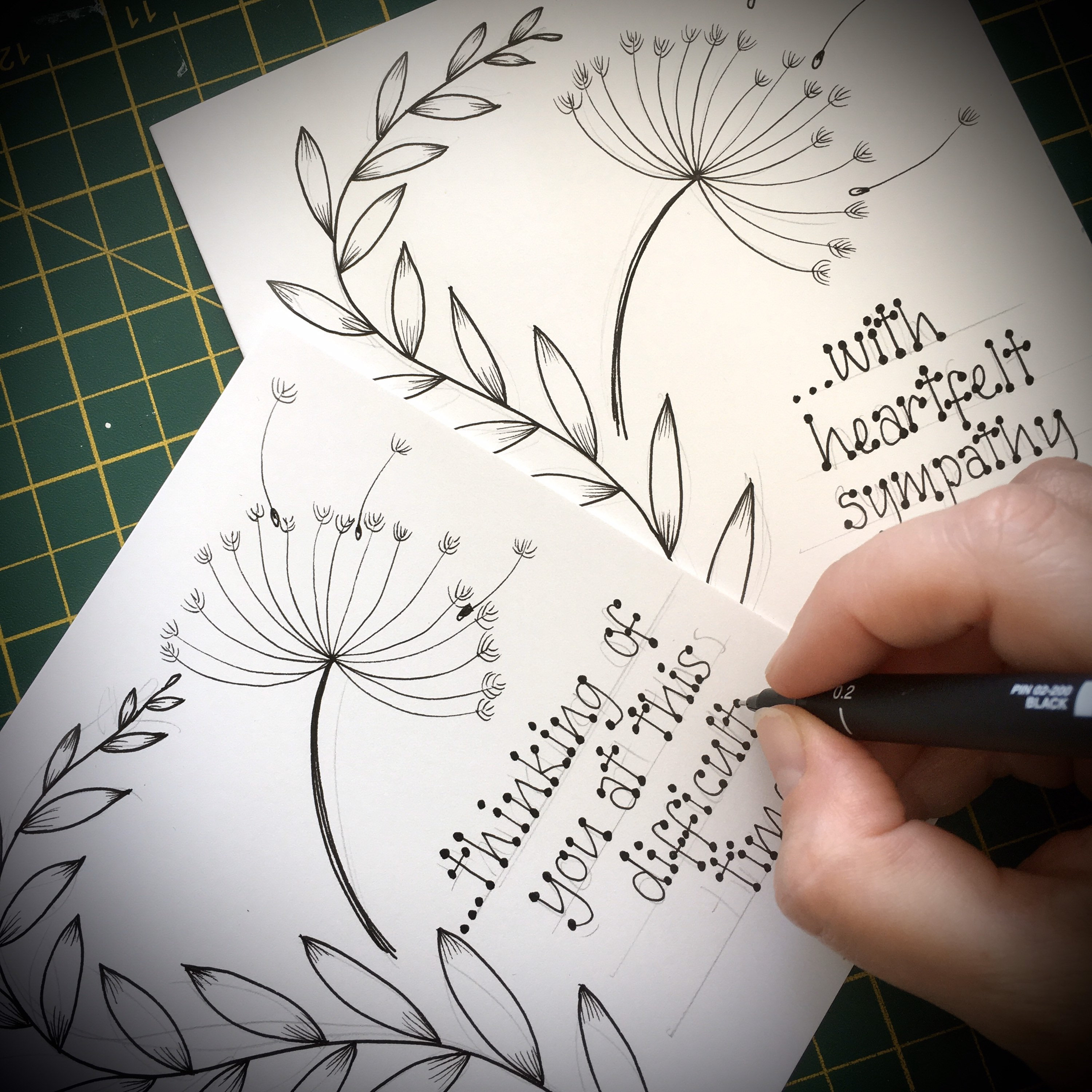 Sympathy Card , Handmade, Hand Drawn, Bespoke, Floral, Bereavement Card ...