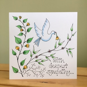 Handmade Sympathy Card Hand Drawn Bereavement card Bespoke | Etsy