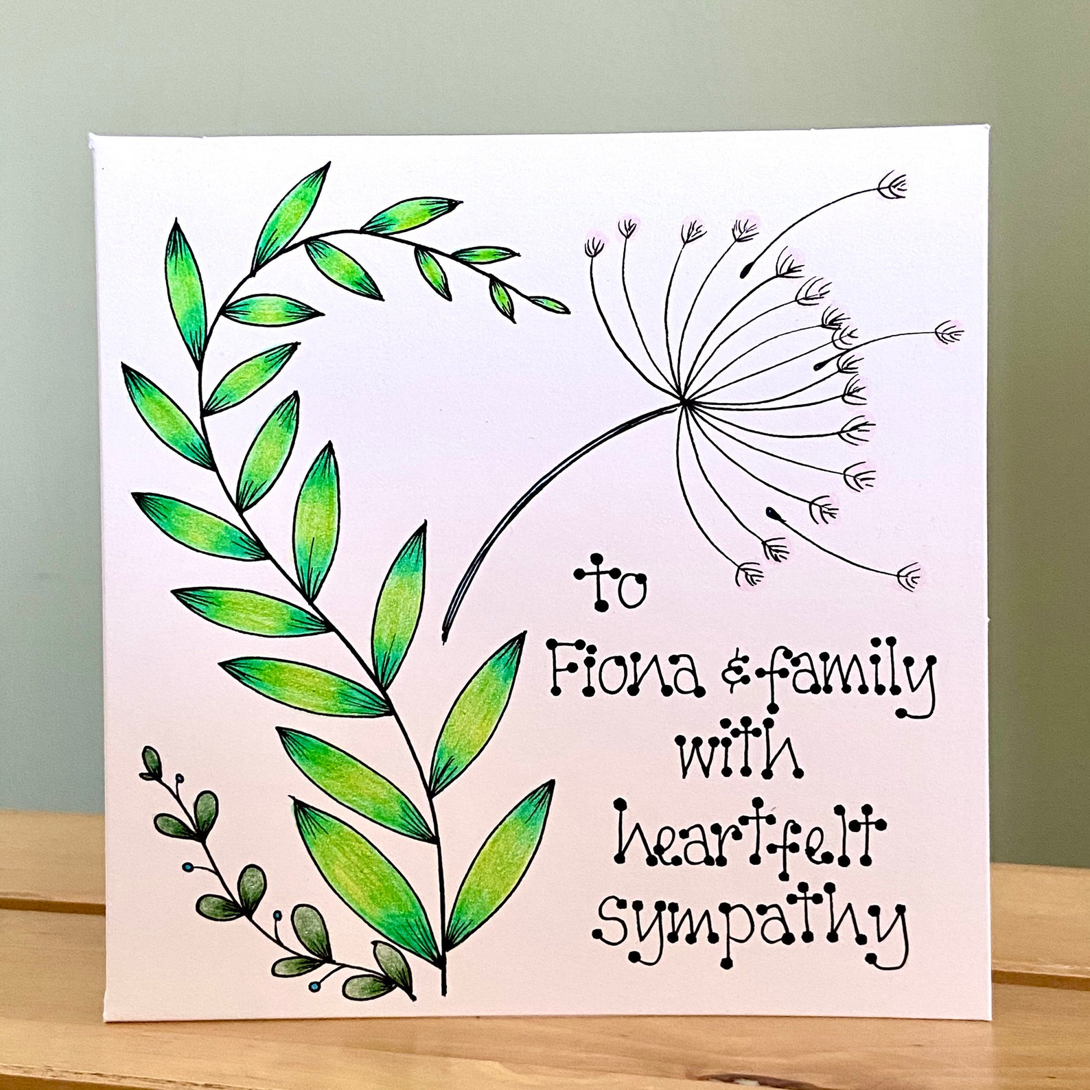 Sympathy Card Handmade Hand Drawn Bespoke Floral | Etsy
