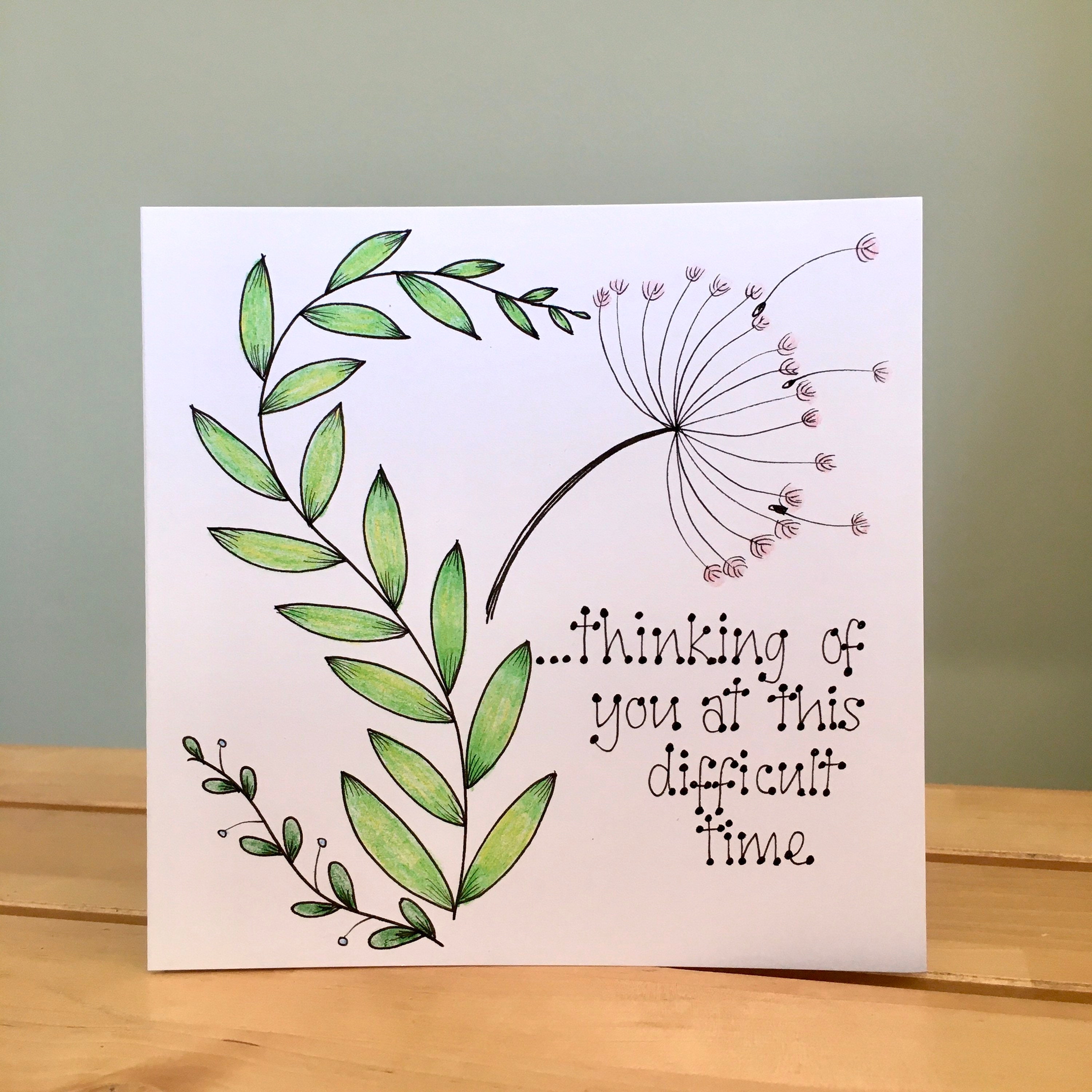 Sympathy Card Handmade Hand Drawn Bespoke Floral | Etsy
