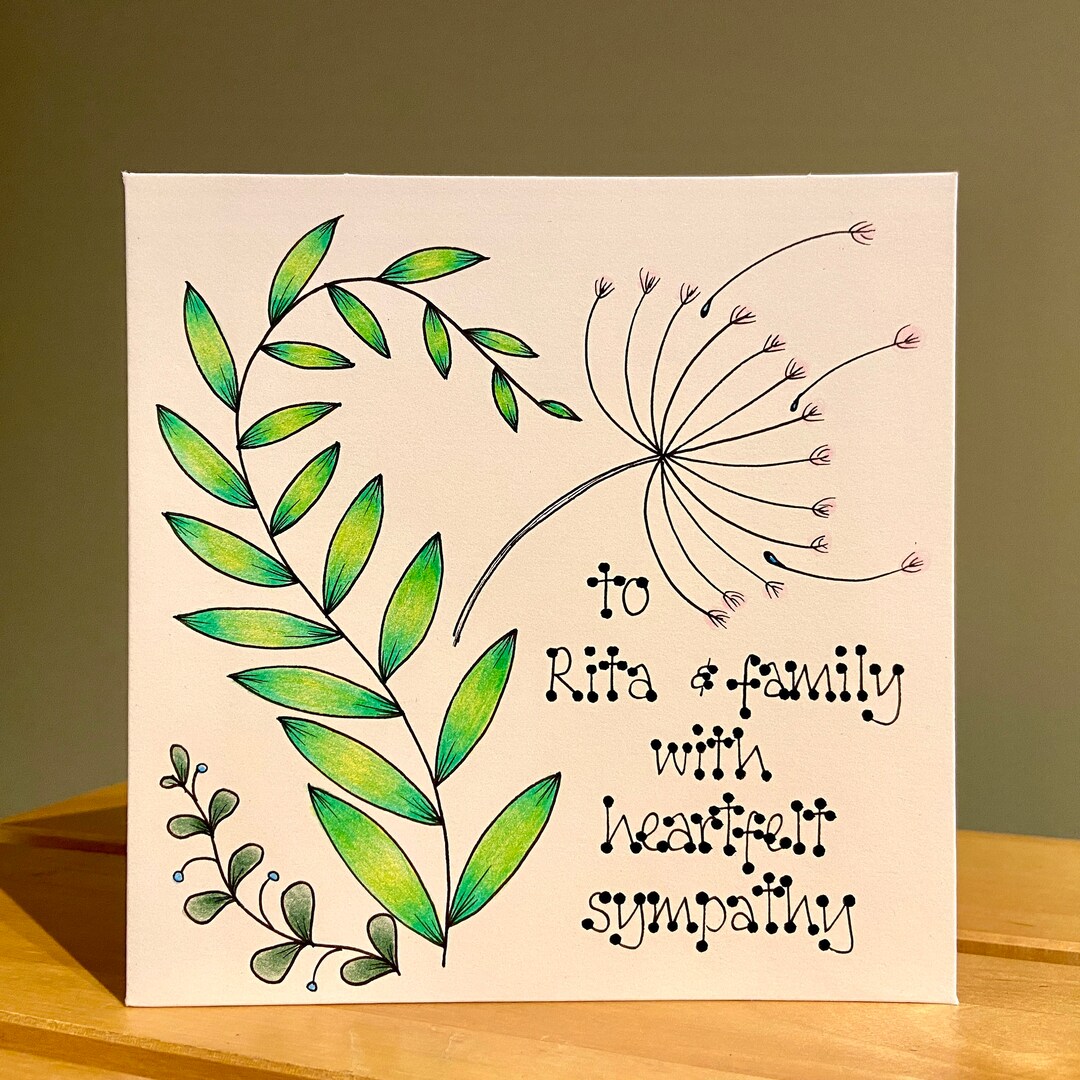 Sympathy Card Handmade Hand Drawn Bespoke Floral - Etsy