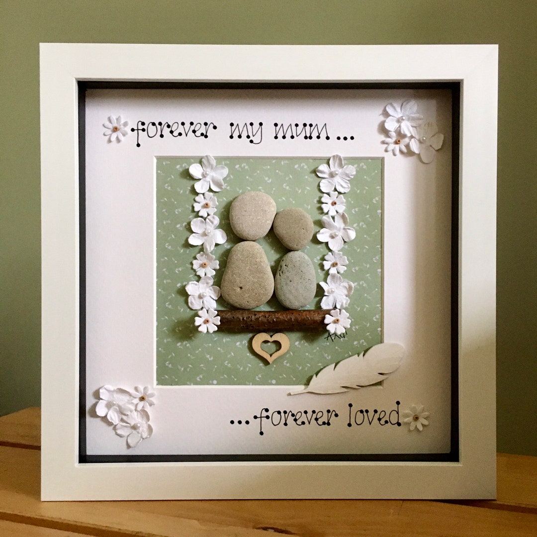 In Loving Memory Mum, Memorial Pebble Frame, Handmade, Loss, Mother ...