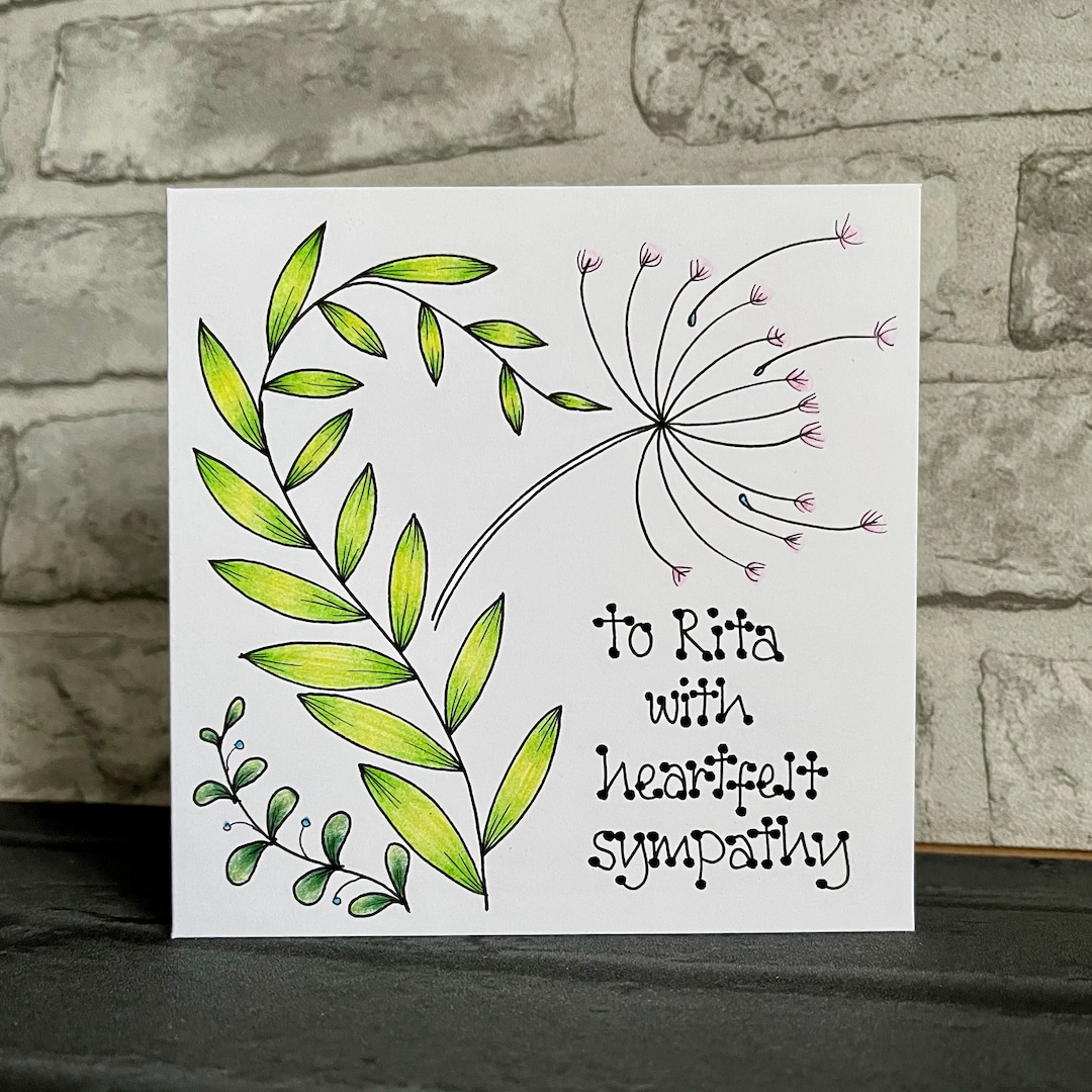 Sympathy Card , Handmade, Hand Drawn, Bespoke, Floral, Bereavement Card ...