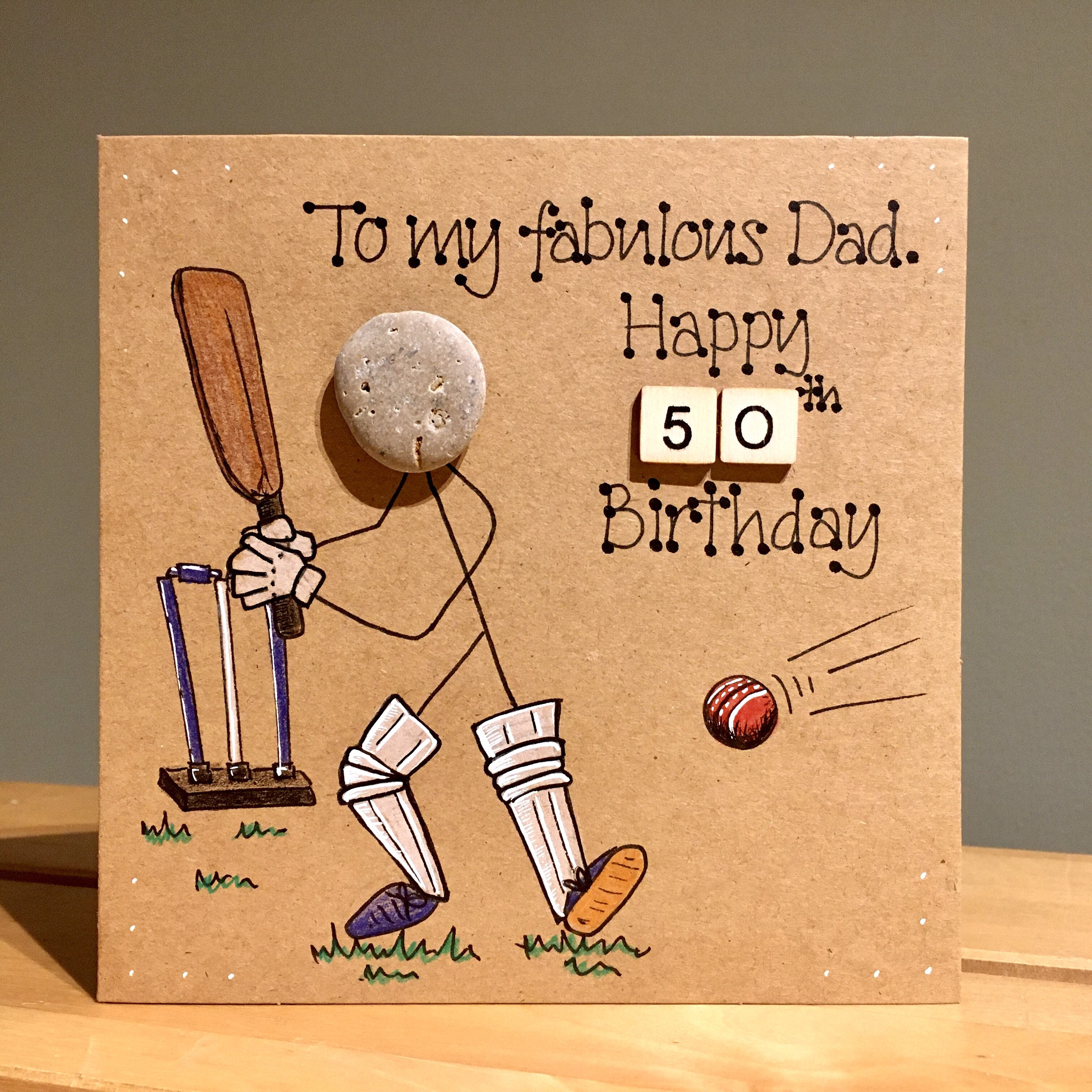 Personalised Cricket Birthday Card Handmade Pebble Cricketer - Etsy UK