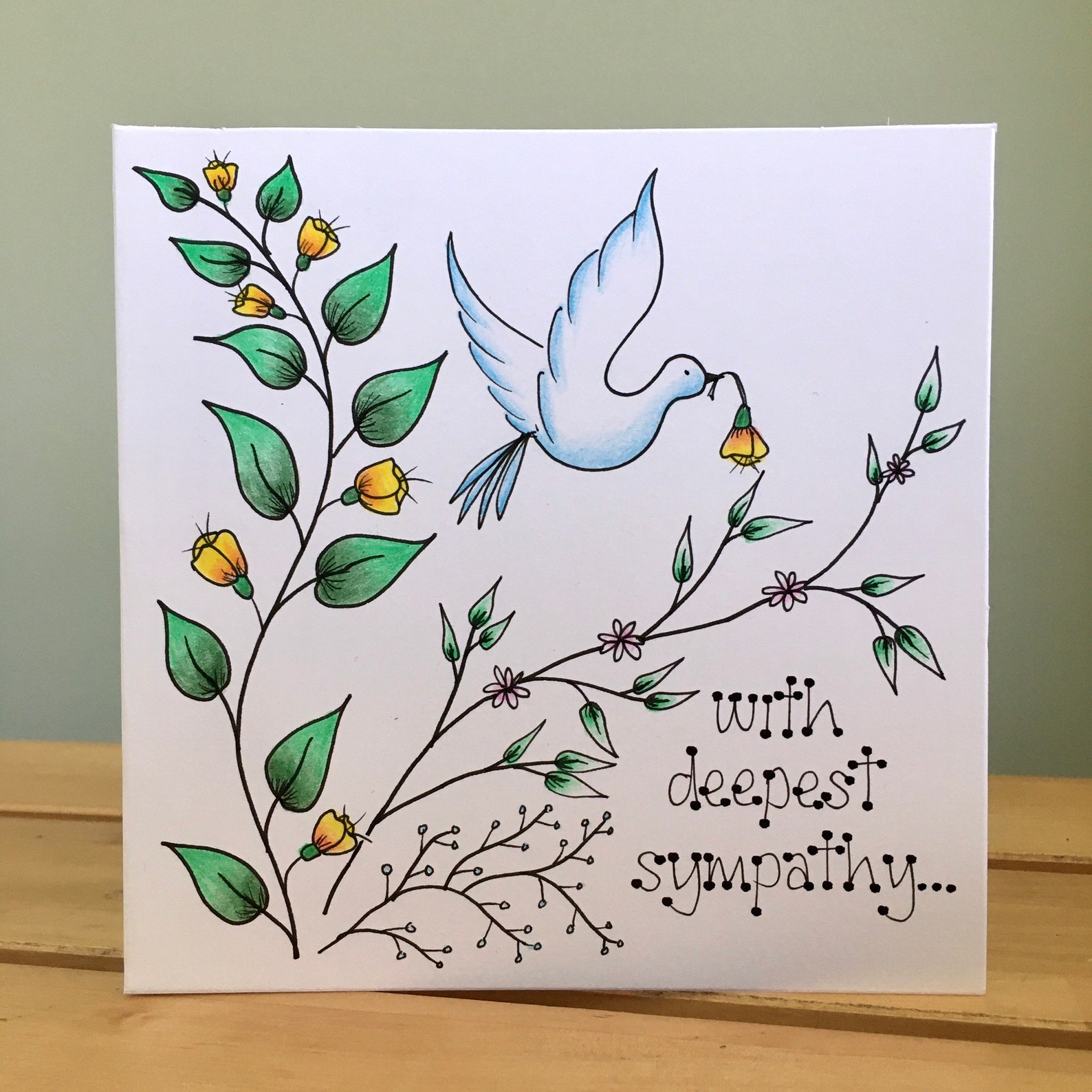 Handmade Sympathy Card Hand Drawn Bereavement Card Bespoke - Etsy Australia