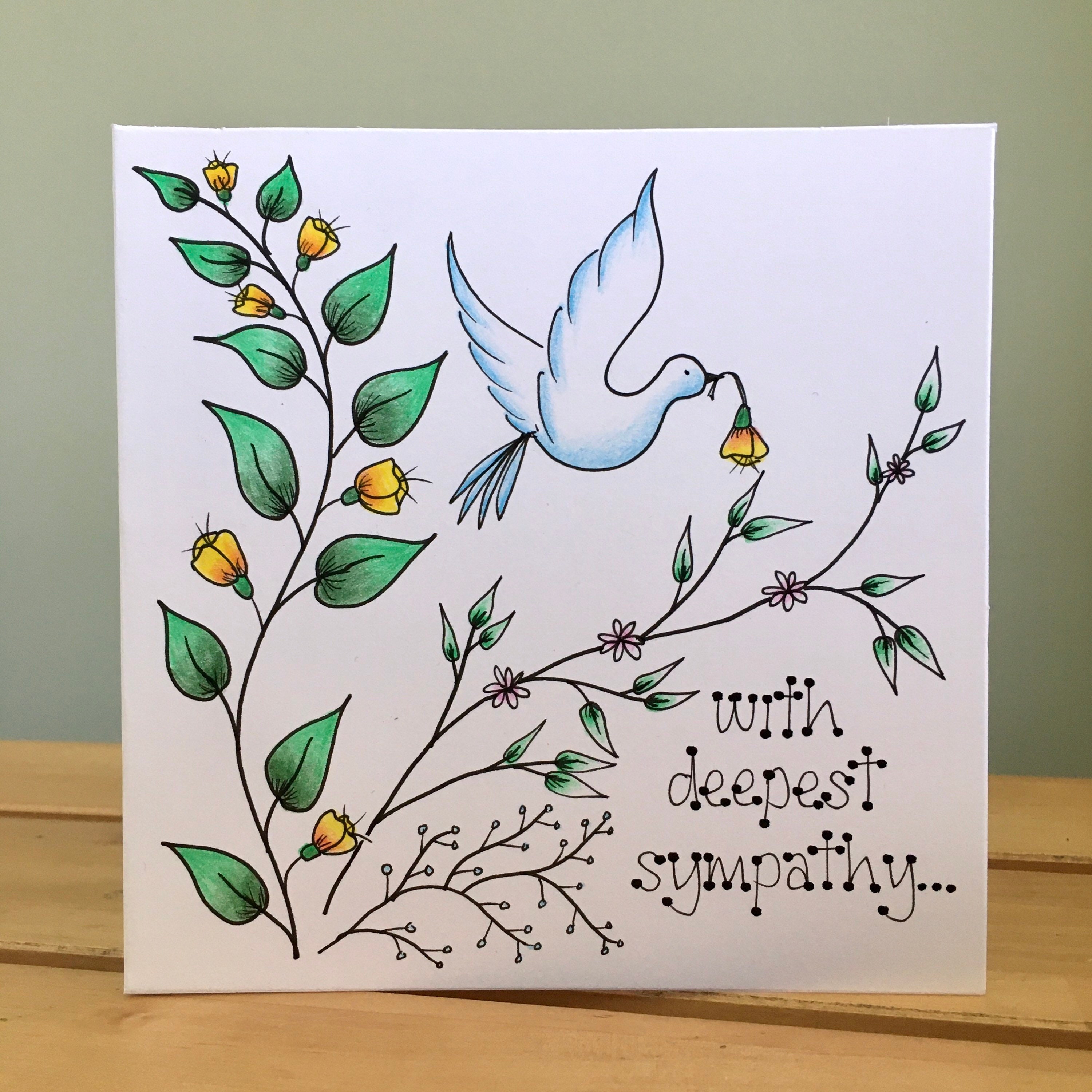 Handmade Sympathy Card Hand Drawn Bereavement Card Bespoke | Etsy
