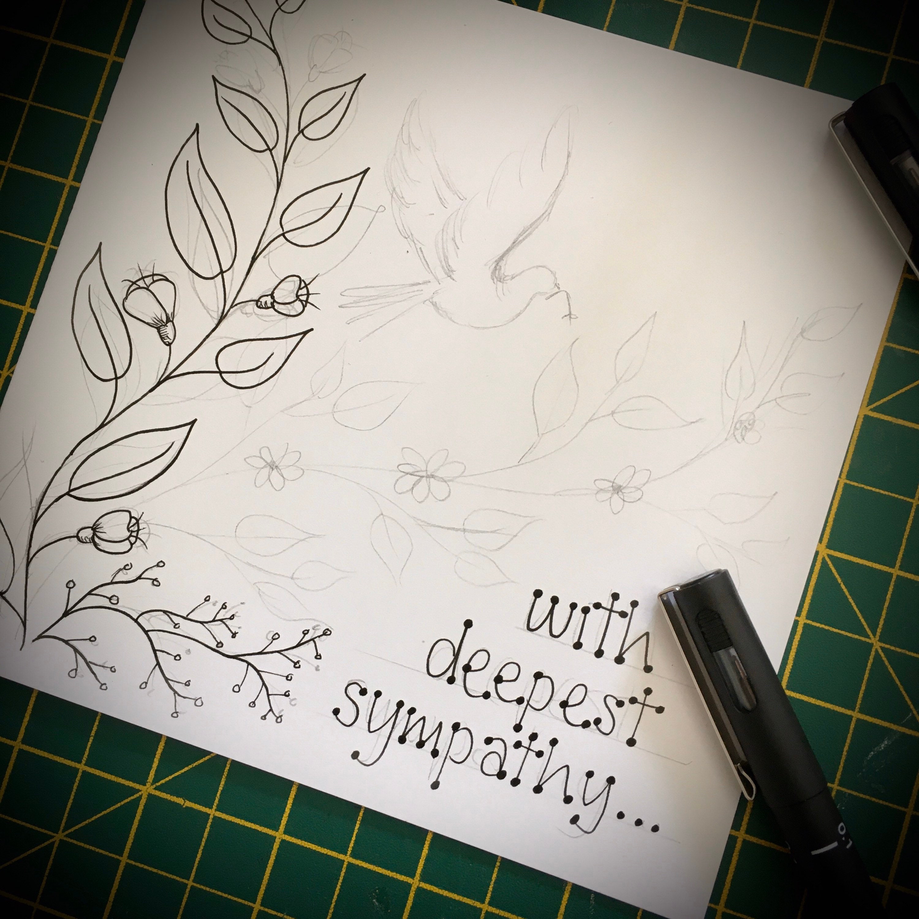 Handmade Sympathy Card, Hand Drawn Bereavement Card, Bespoke, Unique ...