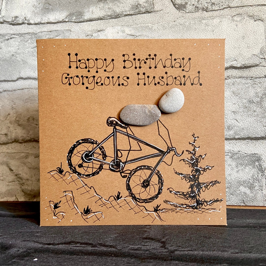 Personalised Cycling Card, Pebble Bicycle Card Handmade, Hand-drawn ...