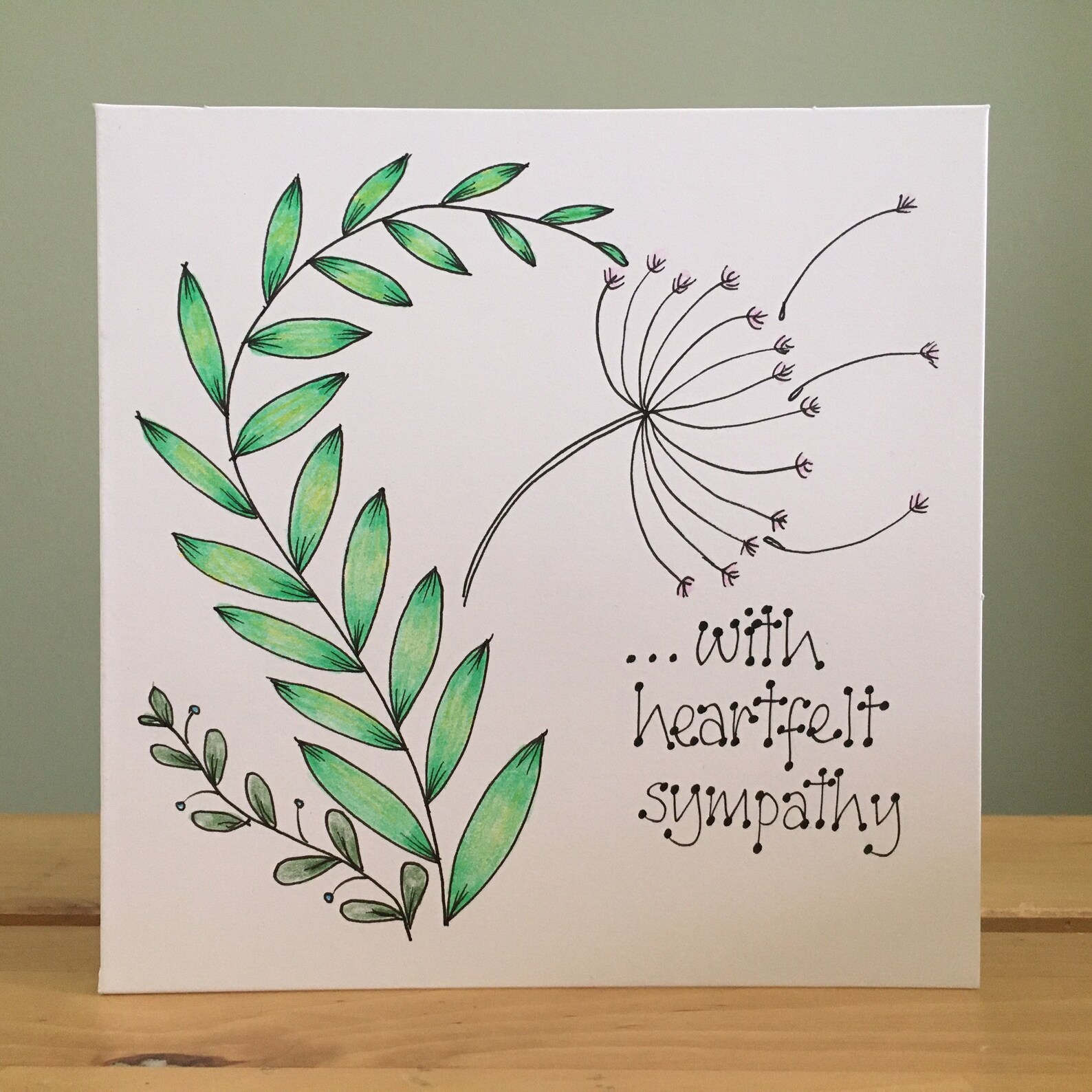 Sympathy Card Handmade Hand drawn Bespoke Floral | Etsy