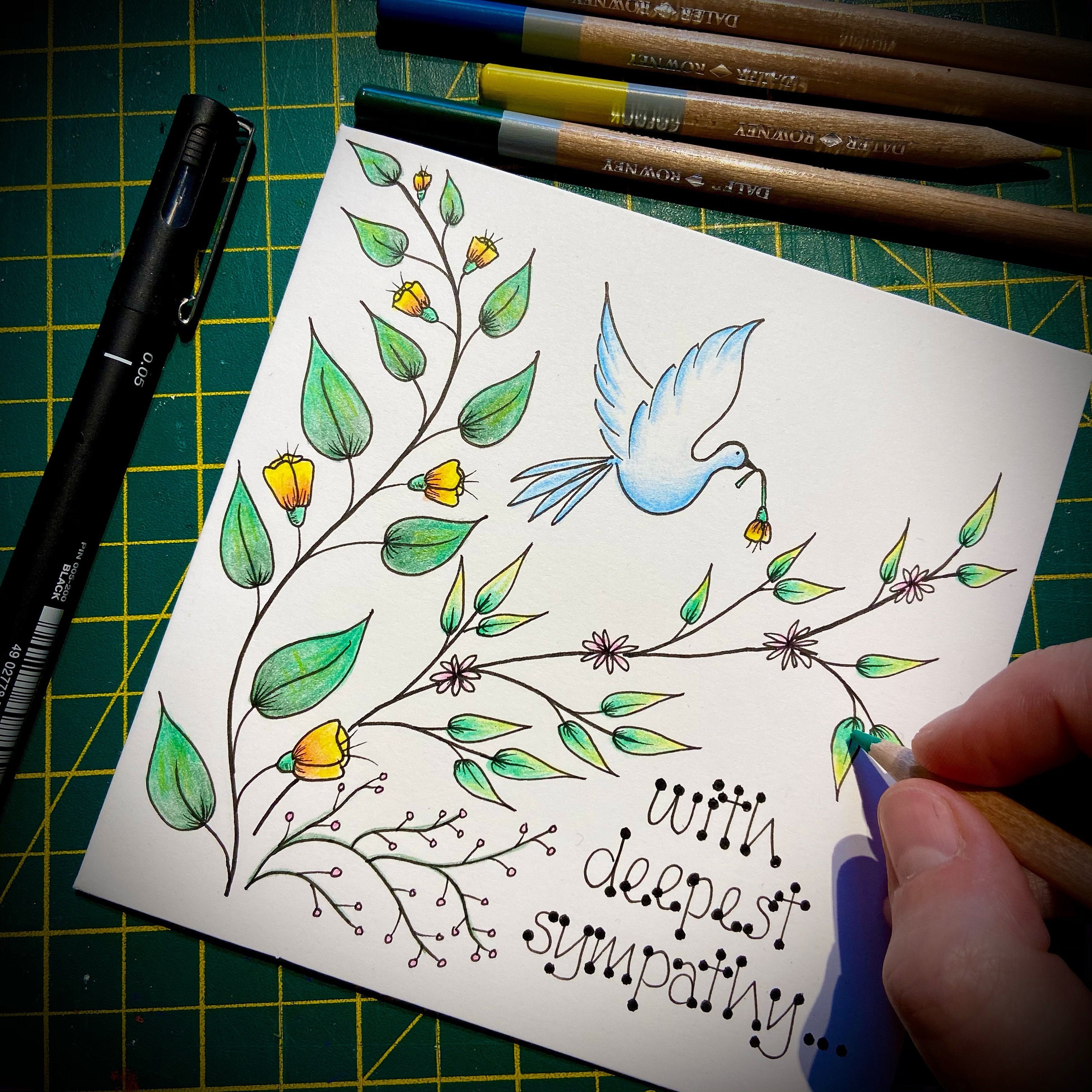 Handmade Sympathy Card Hand Drawn Bereavement Card Bespoke - Etsy Australia