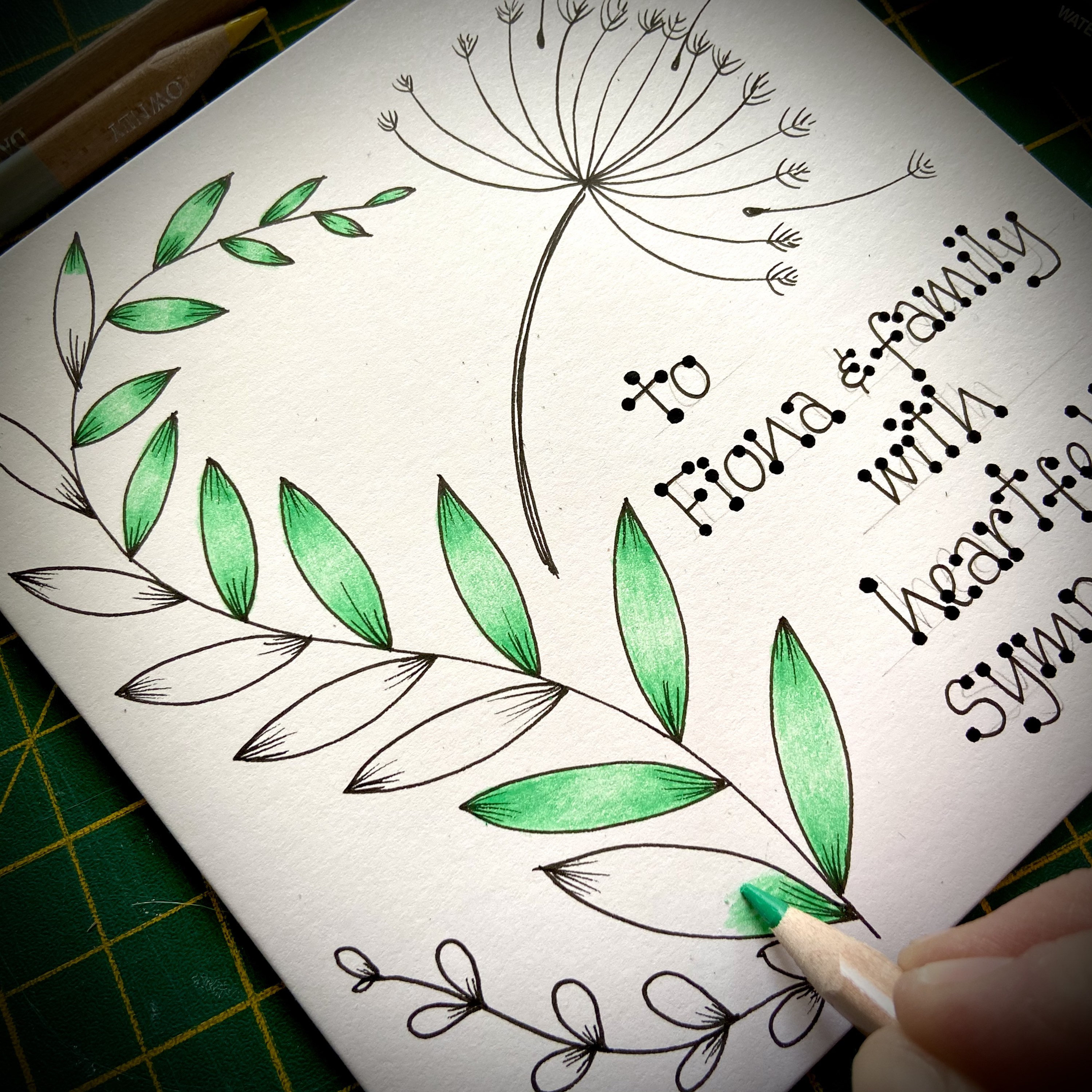 Sympathy Card Handmade Hand Drawn Bespoke Floral | Etsy