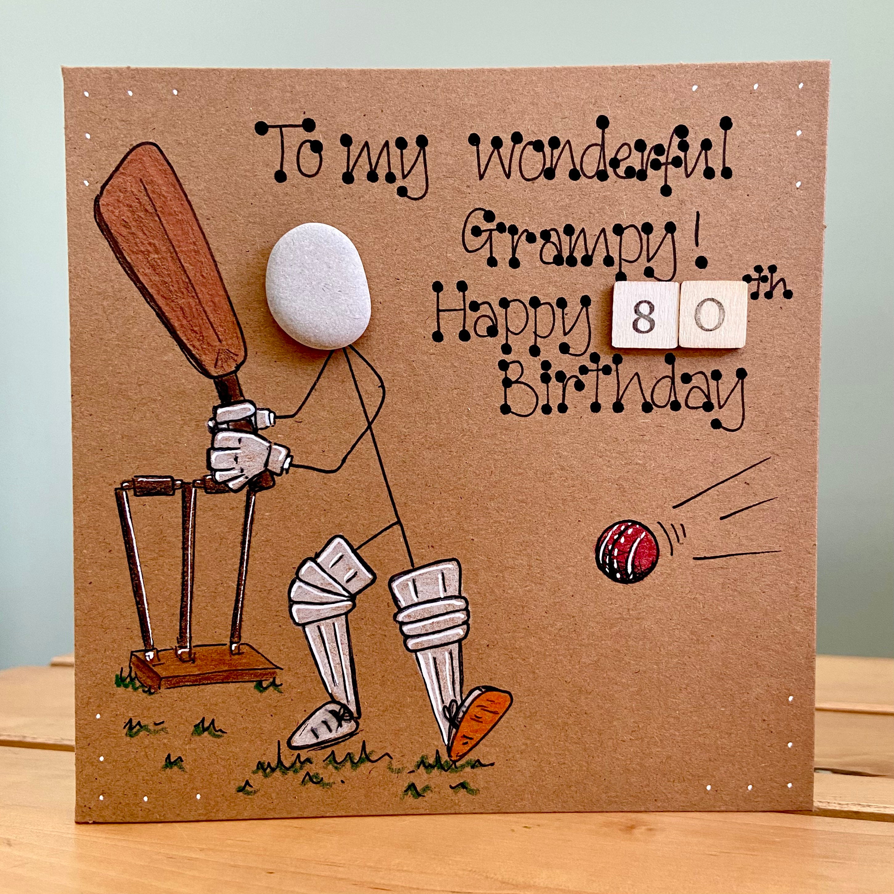 Personalised Cricket Birthday Card Handmade Pebble Cricketer - Etsy UK