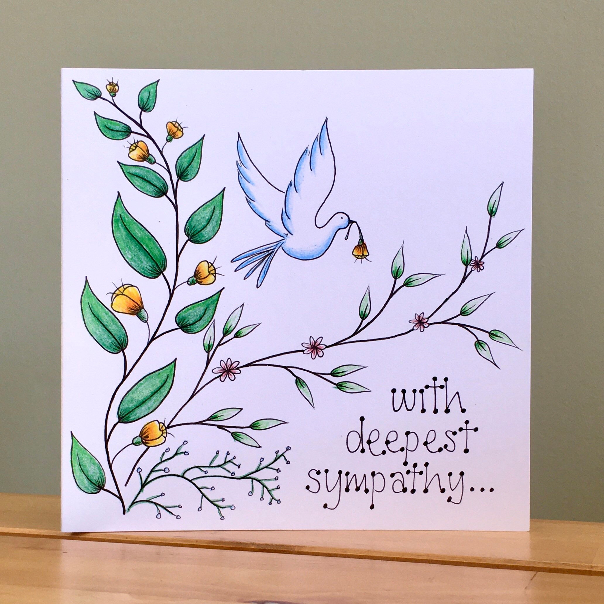 Handmade Sympathy Card Hand Drawn Bereavement Card Bespoke - Etsy Australia