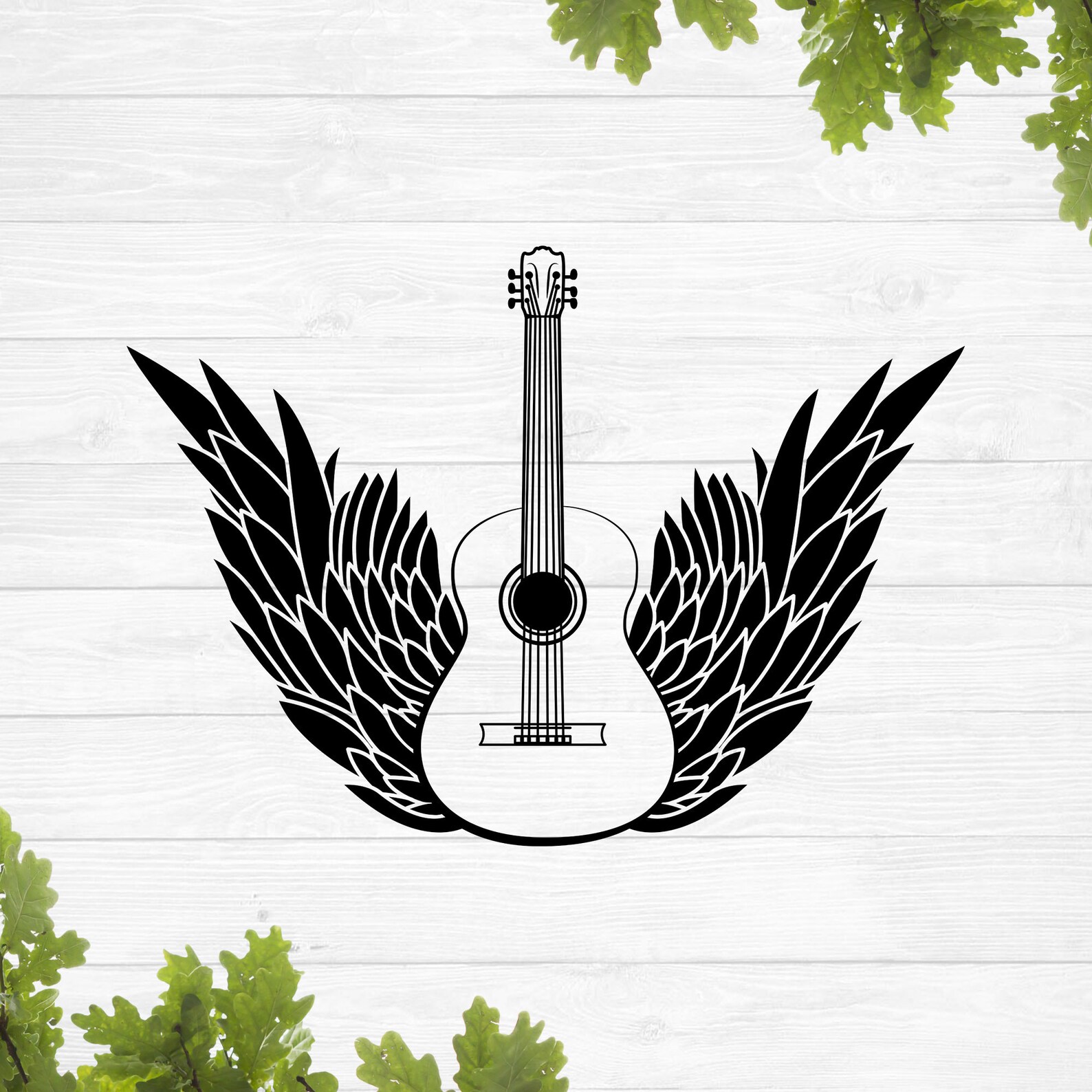 SVG Guitar and Angel Wings Svg Guitar Svg Guitar Silhouette - Etsy