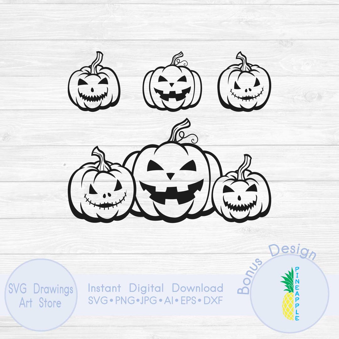 Halloween Pumpkins Svg, Pumpkin Faces Svg, Scary Pumpkin Face Svg - Etsy
