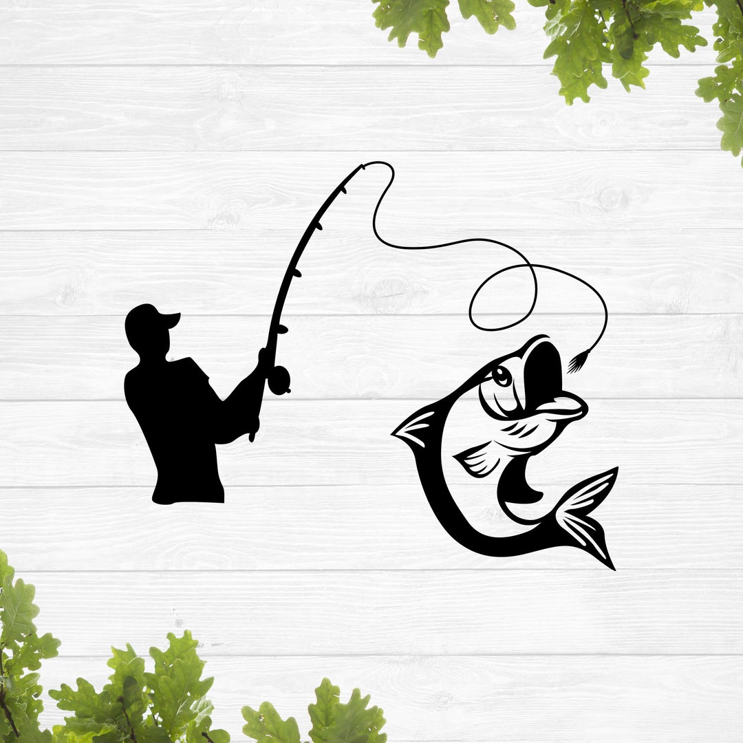 Fischer Silhouette svg, Fischer svg, Angeln svg, Bass Fischen svg ...