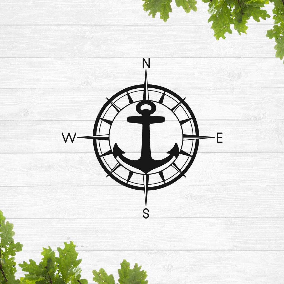 Compass With Anchor Svg, Compass Svg, Nautical Compass Svg - Etsy