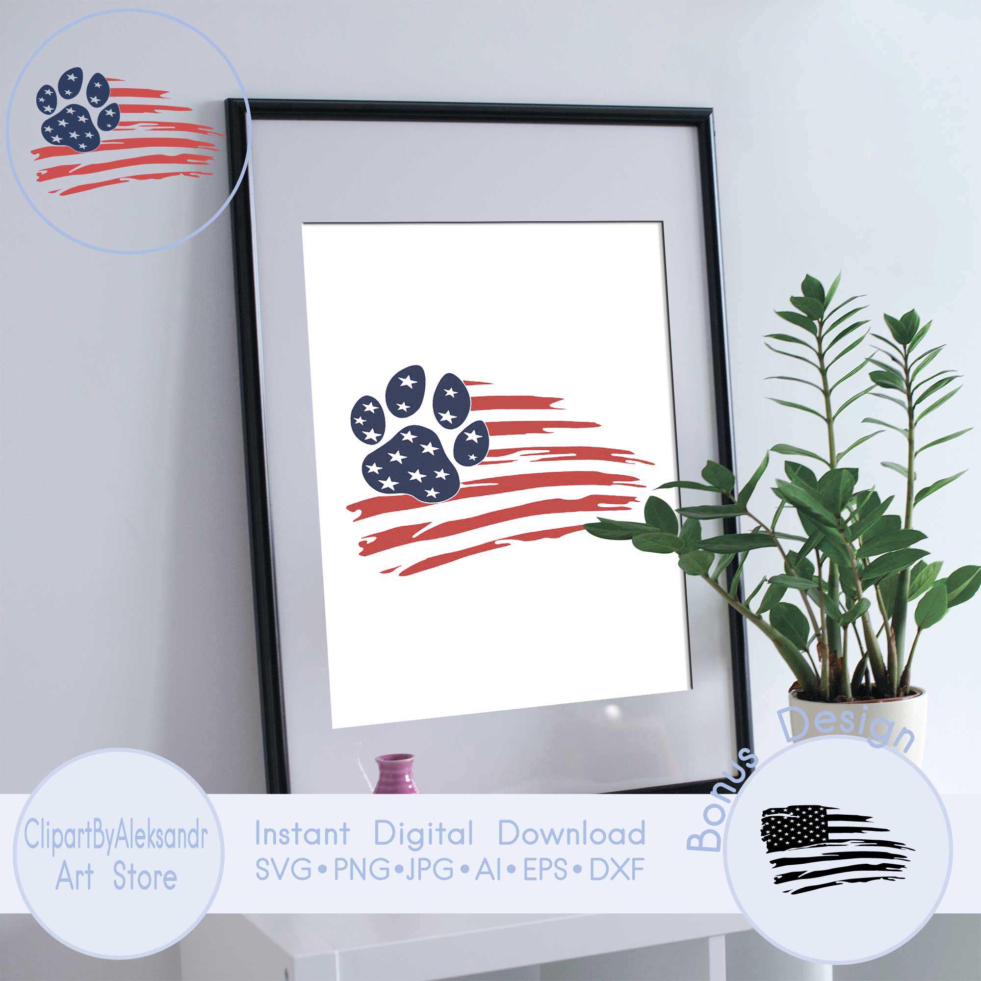 Dog Paw Print American Flag Svg, Puppy Pawprint Svg, USA Flag Svg ...