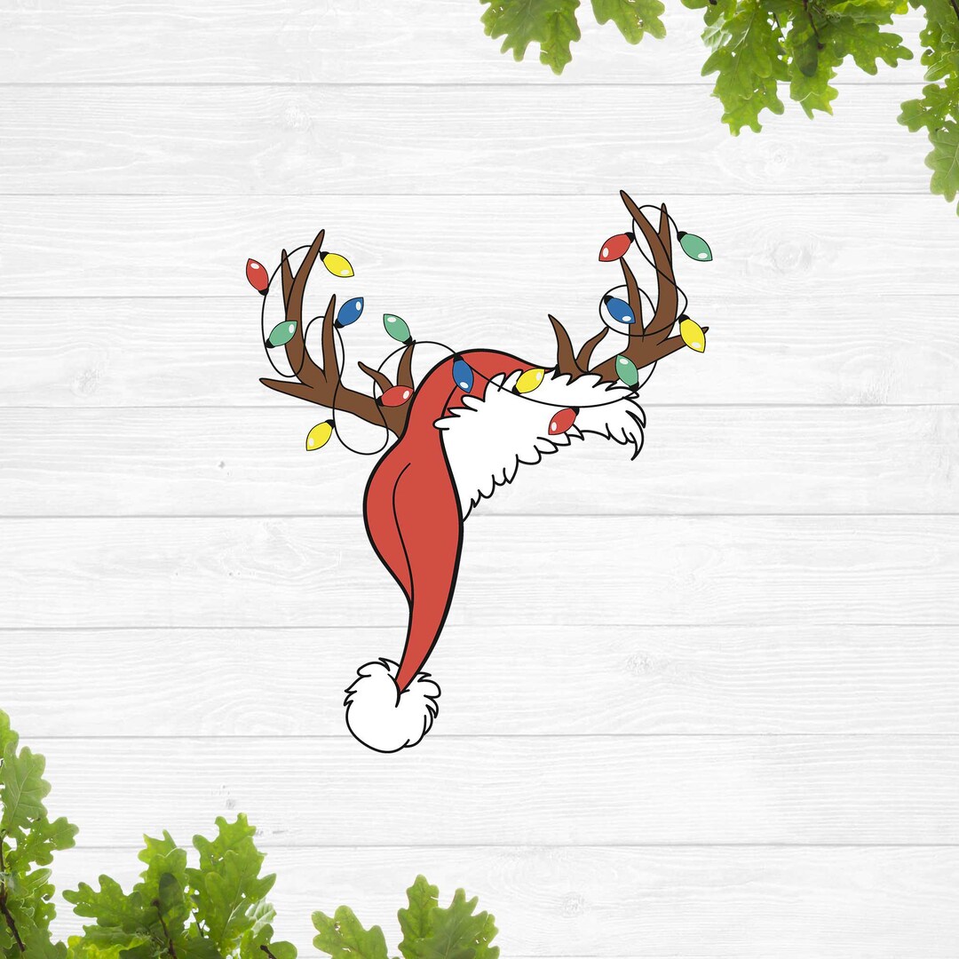 Santa Hat With Reindeer Antlers Clipart, Christmas Santa Hat Png ...